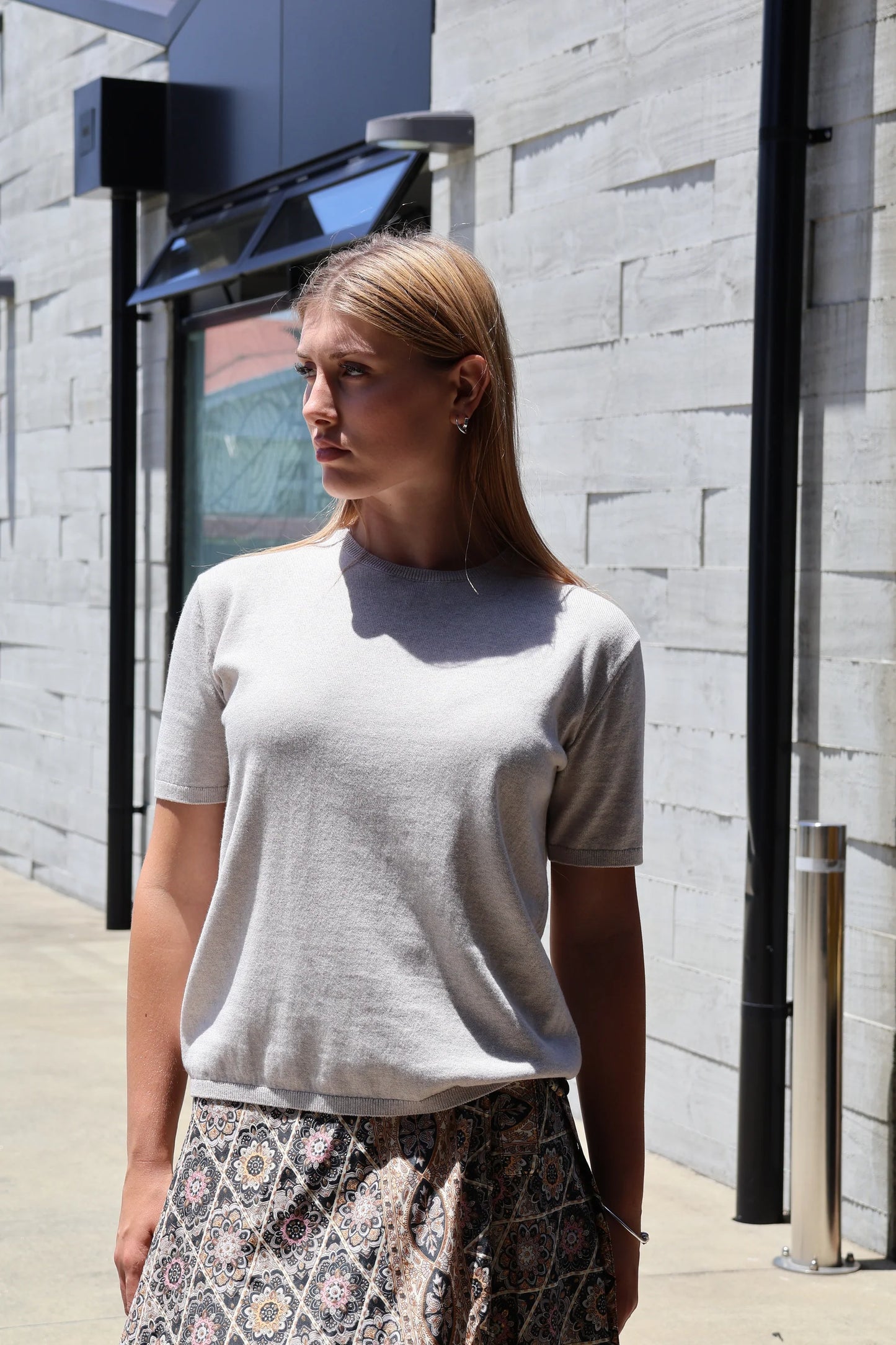 Beryl Cotton Cashmere Top - Pumice – The Bay Tree of Remuera + St Heliers